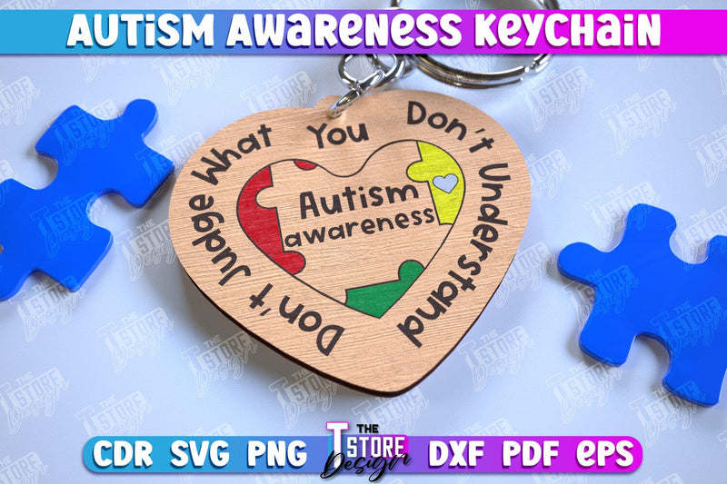 Autism Awareness Keychain | Wooden Keychain Templates | CNC File - So ...