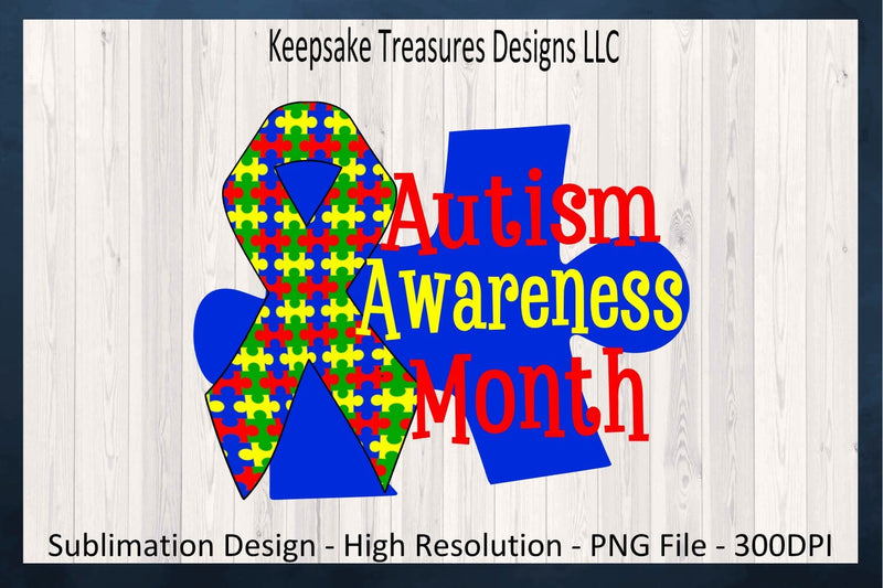 Autism Awareness Month Sublimation PNG, Autism Awareness Ribbon, Autism ...