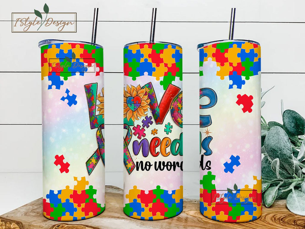 Autism Awareness Tumbler Wrap, 20 oz Skinny Sublimation Tumbler Design ...
