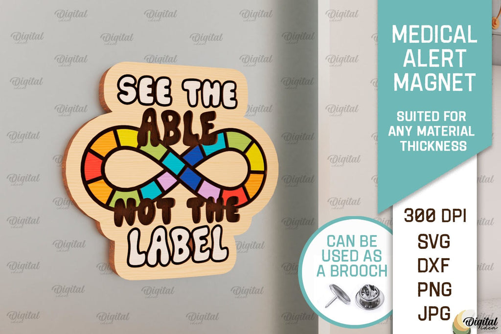 Autism Medical Alert Magnet Laser Cut. Wooden Magnet SVG - So Fontsy