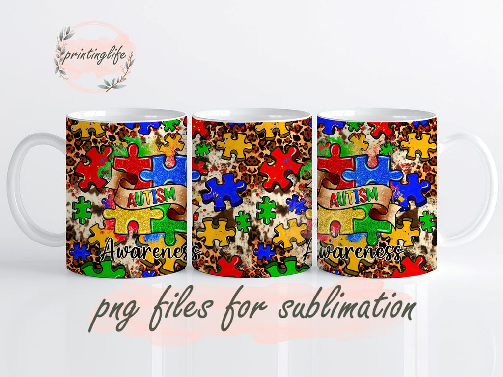 Autism Mug, Embrace Neurodiversity, Heart Rainbow Puzzle Mug Wrap ...