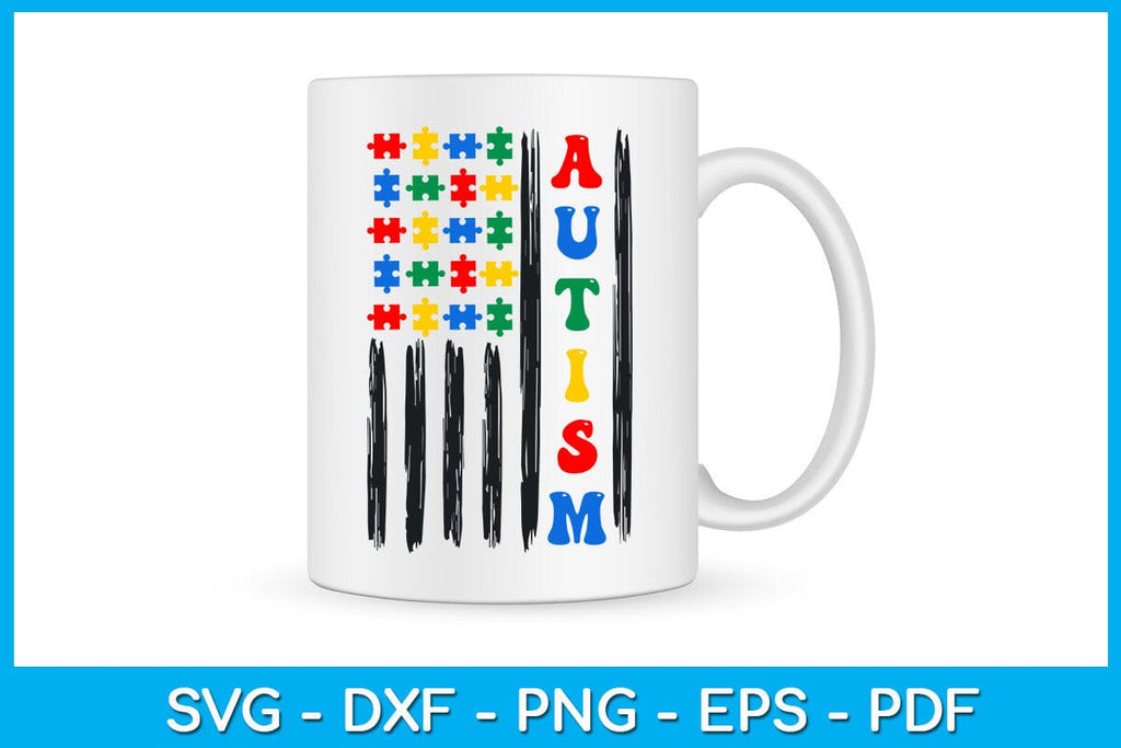 Autism USA Flag SVG PNG PDF Cut File - So Fontsy