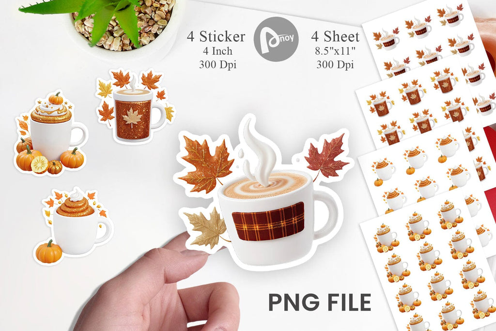 Autumn Coffee Mug Sticker - So Fontsy
