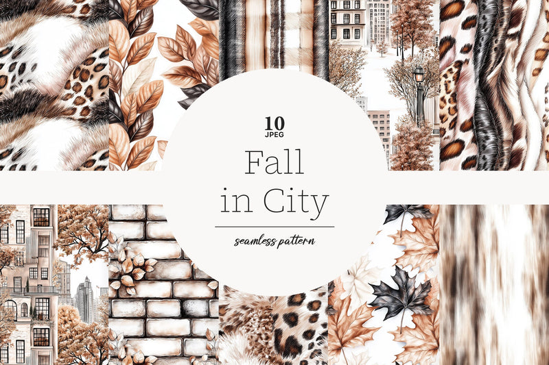 Autumn Digital Papers | Fall Seamless Patterns | Leopard - So Fontsy