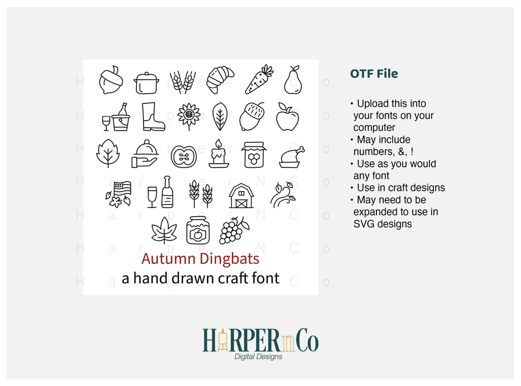 Autumn Dingbats, Hand drawn dingbat font - So Fontsy