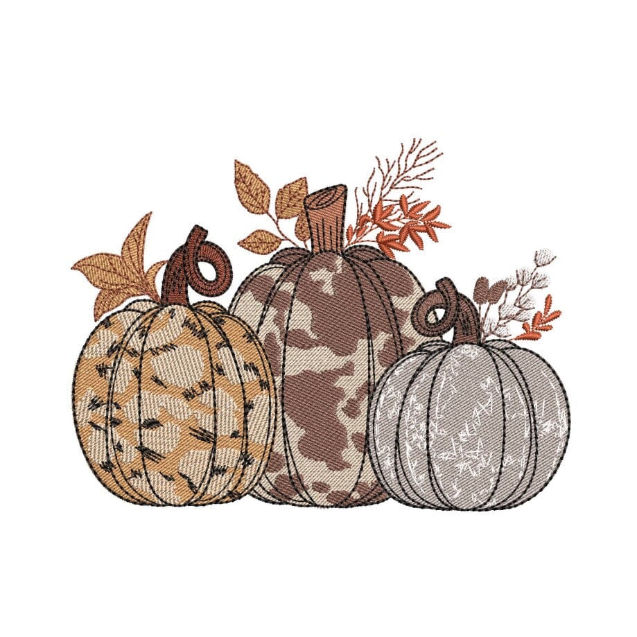 Autumn Pumpkins Embroidery Design, Fall Embroidery File, 3 sizes ...