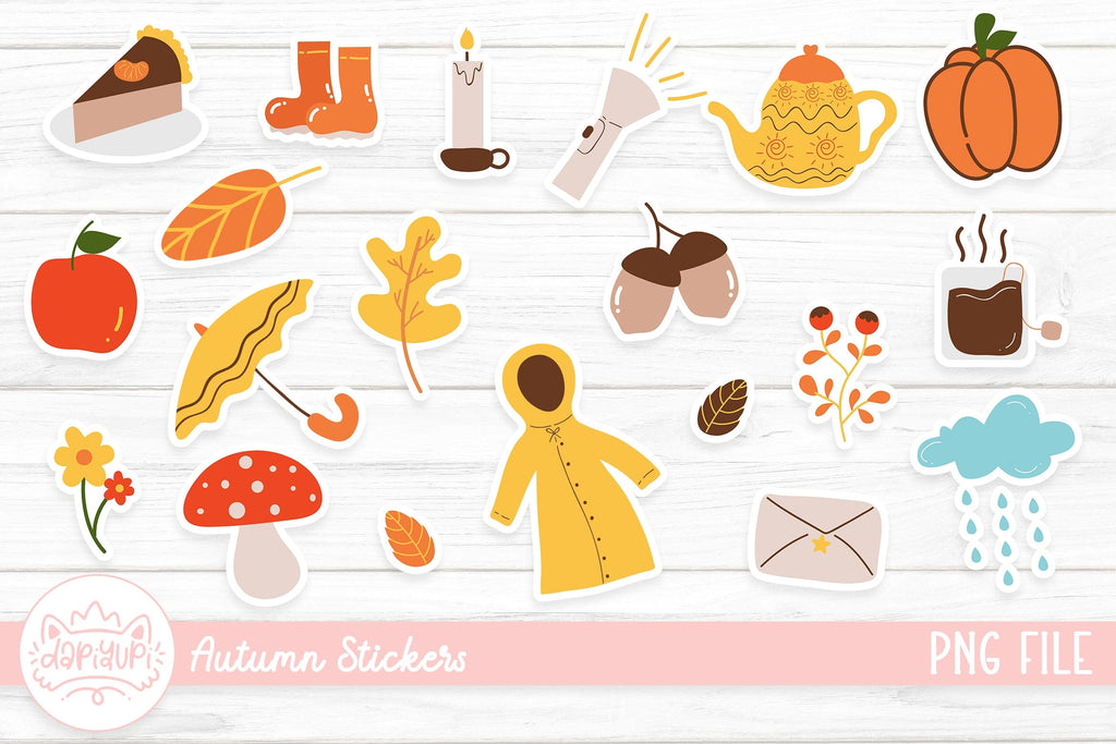 Autumn Sticker Set | Autumn Clipart Bundle - So Fontsy