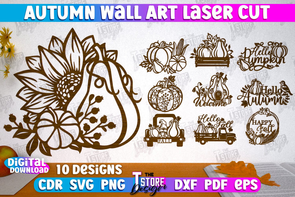 Autumn Wall Art Bundle | Fall Sign | Autumn Vibe | Signs Inscription ...