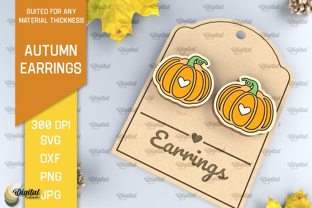 Autumn Wooden Earrings Laser Cut. Fall Earrings SVG Design - So Fontsy