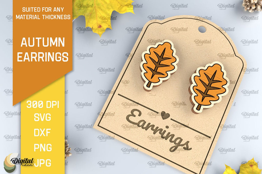 Autumn Wooden Earrings Laser Cut. Fall Earrings SVG Design - So Fontsy