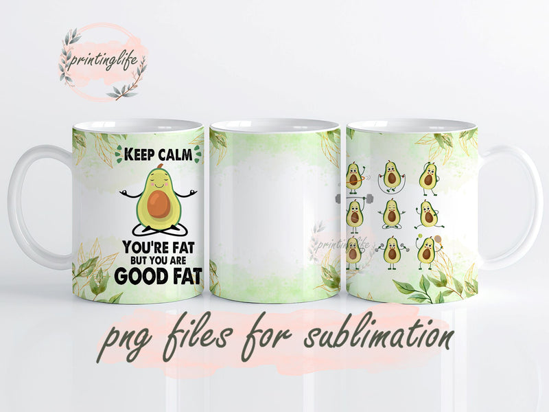 Avocado Mug With Lid Cute Avocado Exercise Yoga Mug Wrap Design ...