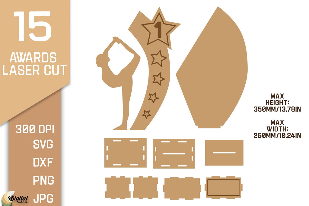 Award Laser Cut Bundle. 3D Trophy. Sport Laser Cut - So Fontsy