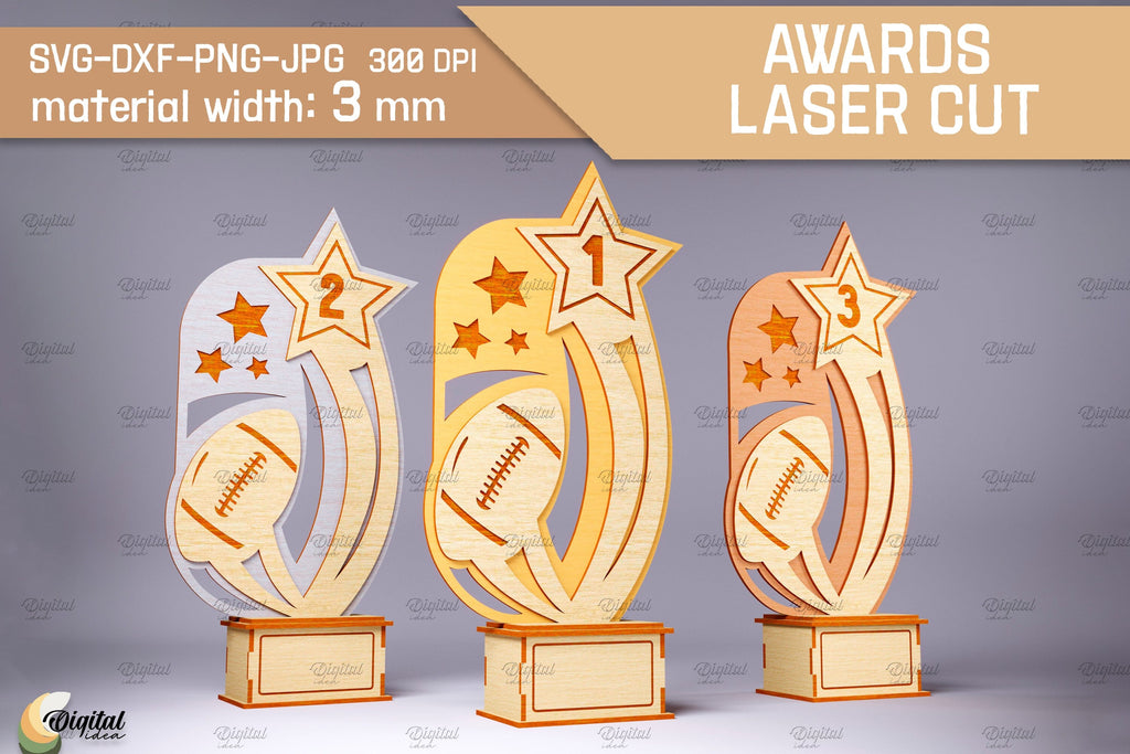 Award Trophy Laser Cut. 3D Football Award - So Fontsy