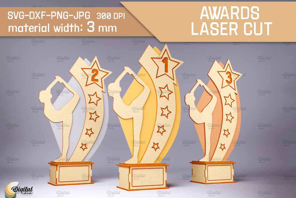 Award Trophy Laser Cut. 3D Sport Award. Gymnastic SVG - So Fontsy