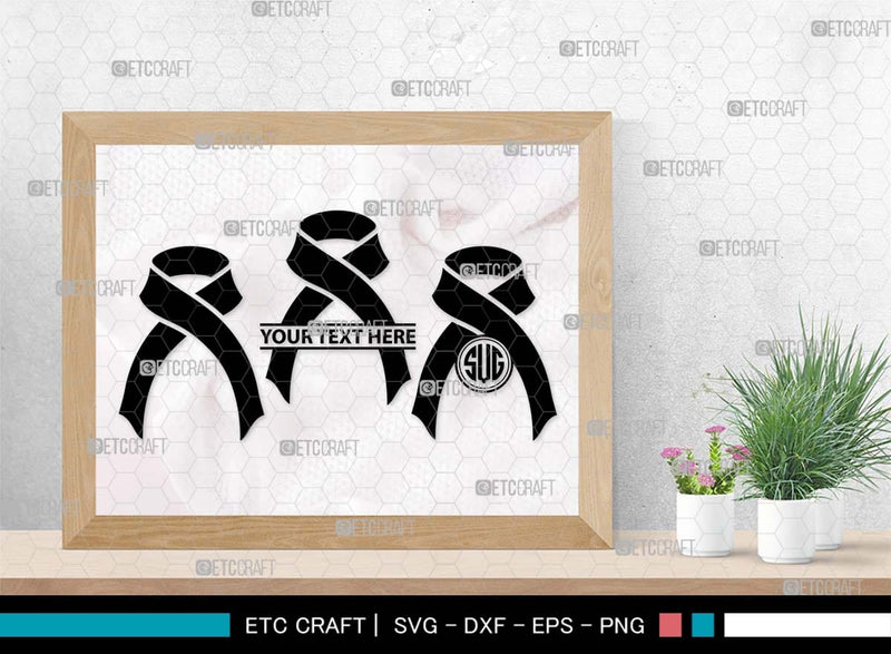 Awareness Ribbon Monogram, Awareness Ribbon Silhouette, Ribbon SVG, Fe ...