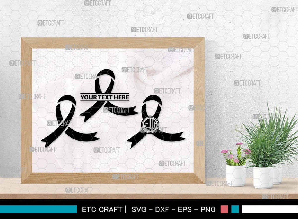 Awareness Ribbon Monogram, Awareness Ribbon Silhouette, Ribbon SVG ...