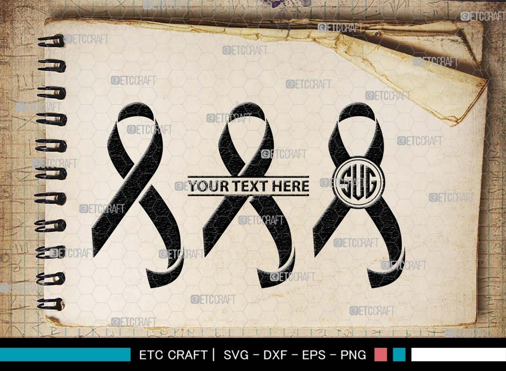 Awareness Ribbon Monogram, Awareness Ribbon Silhouette, Ribbon SVG ...