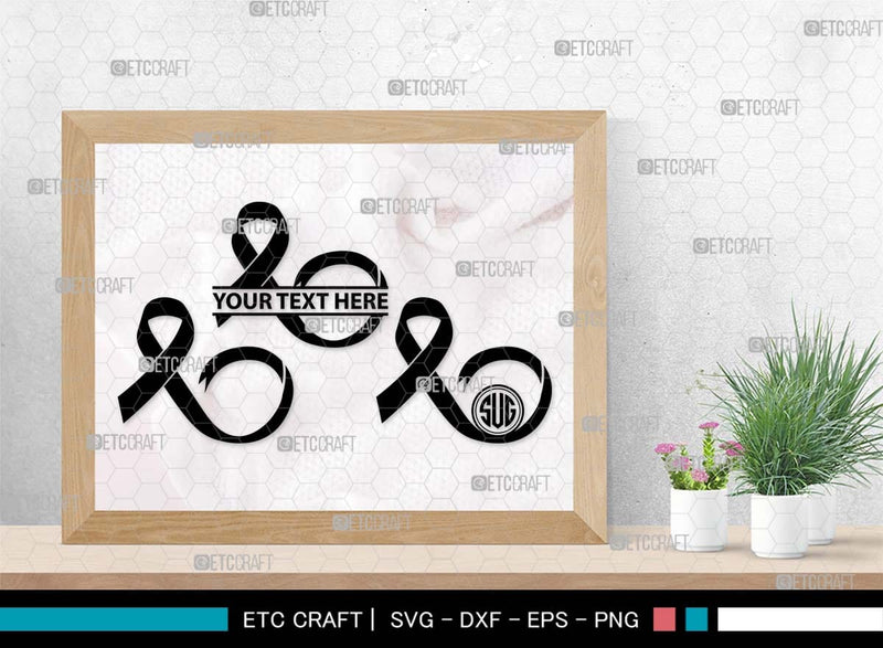 Awareness Ribbon Monogram, Awareness Ribbon Silhouette, Ribbon SVG ...