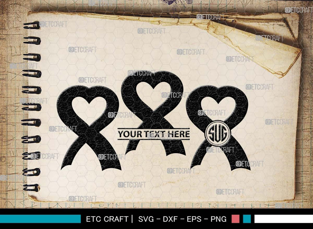 Awareness Ribbon Monogram, Awareness Ribbon Silhouette, Ribbon SVG ...