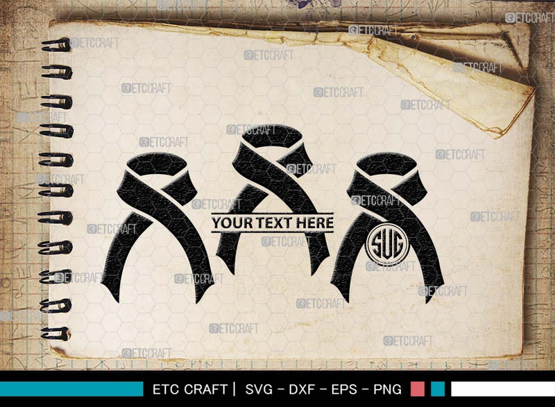 Awareness Ribbon Monogram, Awareness Ribbon Silhouette, Ribbon SVG, Fe ...