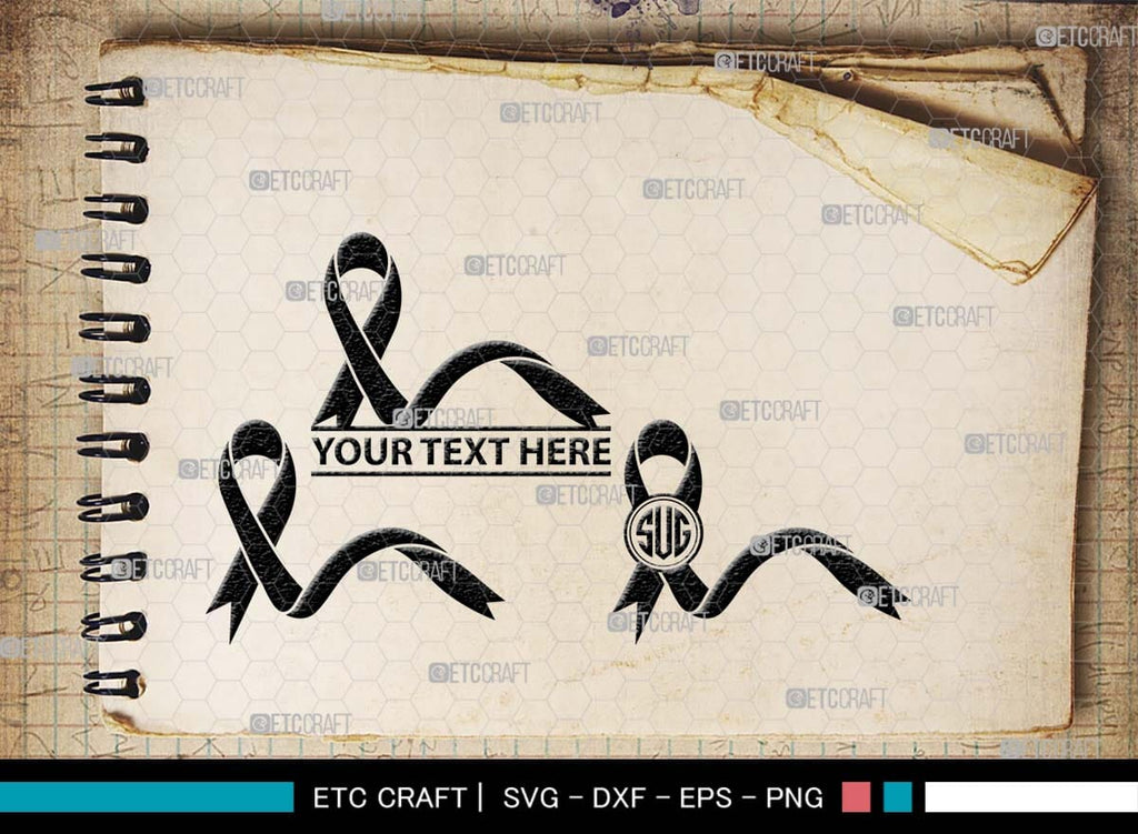 Awareness Ribbon Monogram, Awareness Ribbon Silhouette, Ribbon SVG ...
