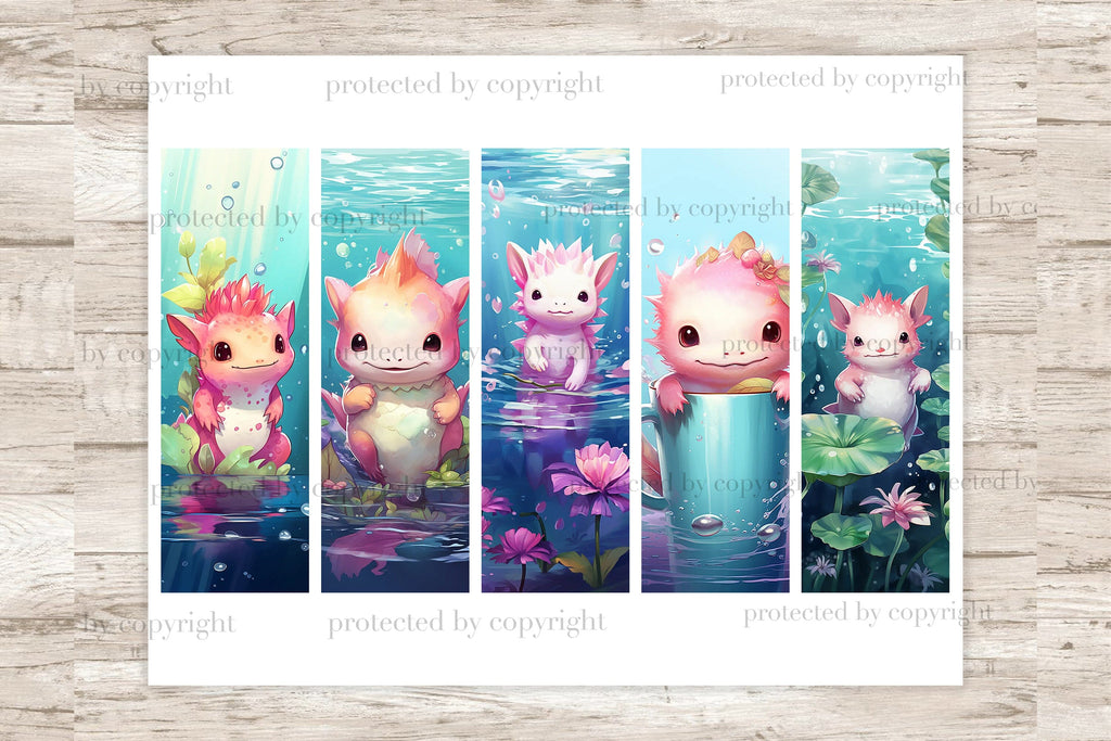 Axolotl Bookmarks Printable | Bookmark Bundle - So Fontsy