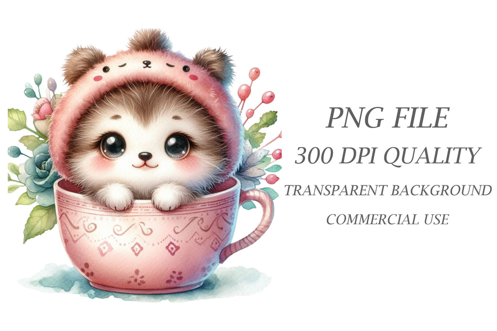 Baby Animals In Mug Clipart - So Fontsy