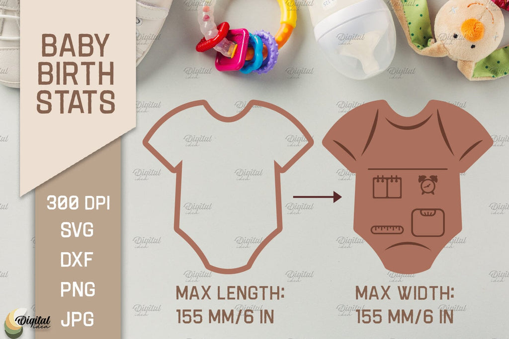 Baby Birth Stats Laser Cut Bundle. 3D Birth Announcement SVG - So Fontsy