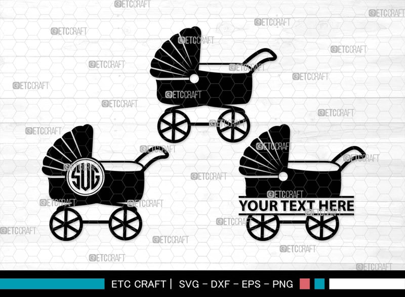 Baby Carriage SVG Bundle, Baby Carriage Silhouette, Pram Svg, Stroller ...