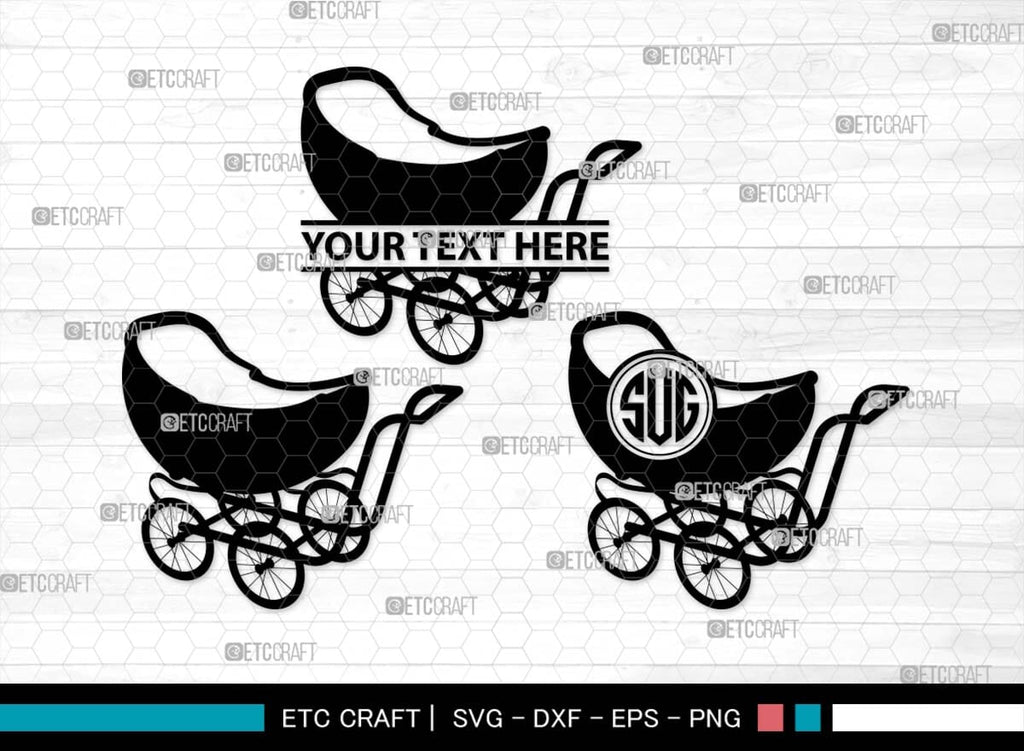 Baby Carriage SVG Bundle, Baby Carriage Silhouette, Pram Svg, Stroller ...