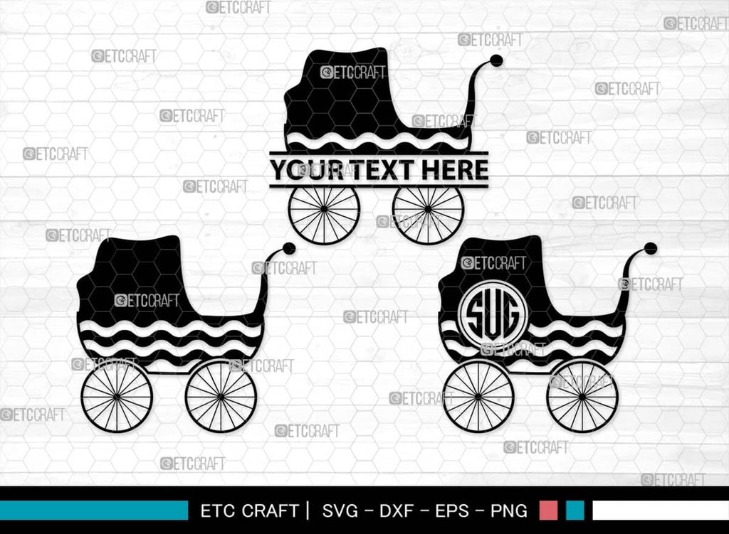 Baby Carriage SVG Bundle, Baby Carriage Silhouette, Pram Svg, Stroller ...
