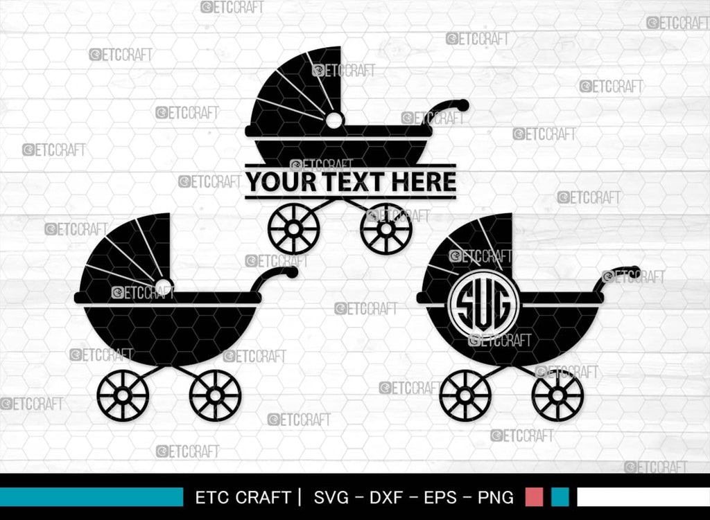 Baby Carriage SVG Bundle, Baby Carriage Silhouette, Pram Svg, Stroller ...