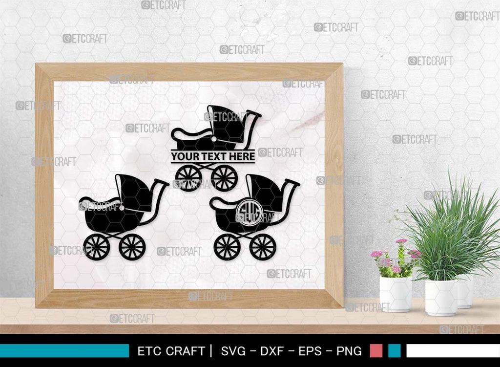Baby Carriage SVG Bundle, Baby Carriage Silhouette, Pram Svg, Stroller ...