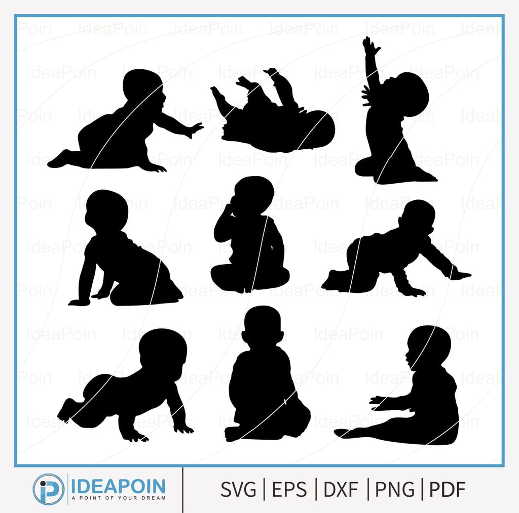 Baby Crawling SVG, Baby Silhouette, Baby Crawling EPS Bundle, clipart ...