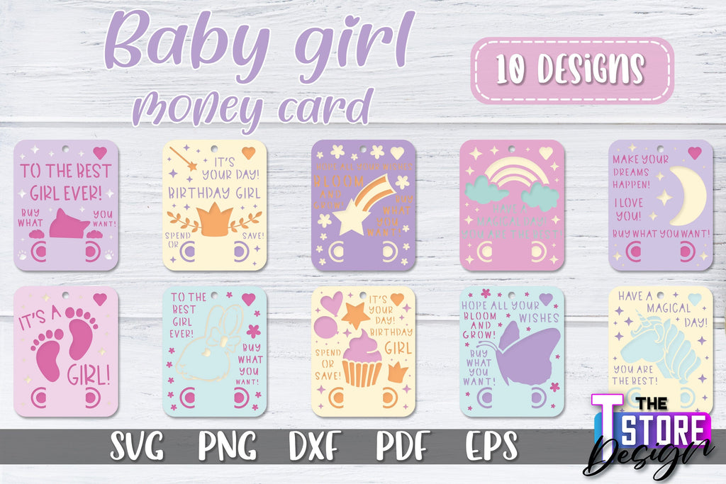 Baby Girl Money Card SVG | Baby Girl Money Holder | Happy Birthday ...