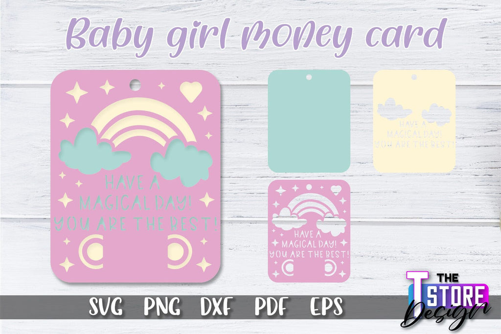 Baby Girl Money Card SVG | Baby Girl Money Holder | Happy Birthday ...