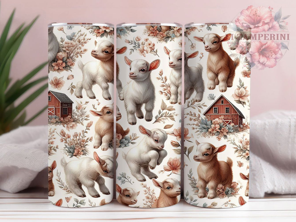 Baby Goat Farmhouse Tumbler, Cute Farm Animal Wrap, 20oz Sublimation ...