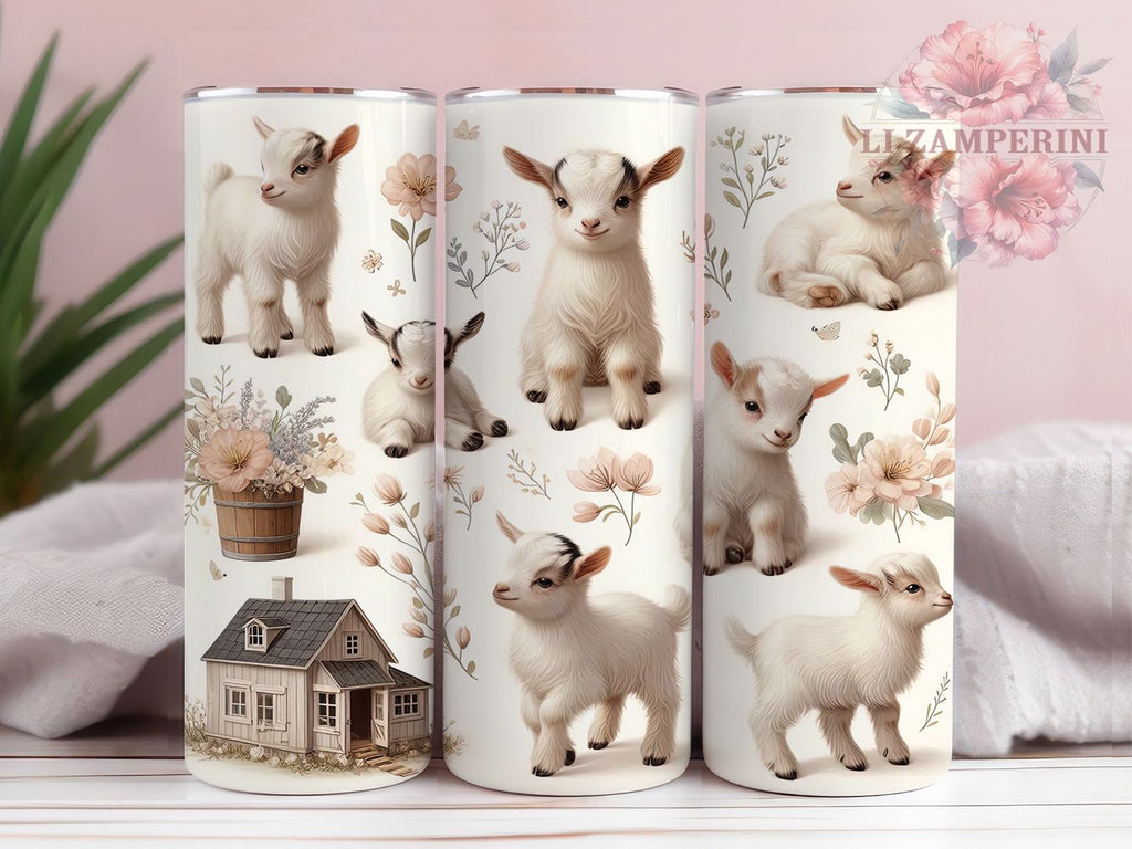 Baby Goat Farmhouse Tumbler, Cute Farm Animal Wrap, 20oz Sublimation ...