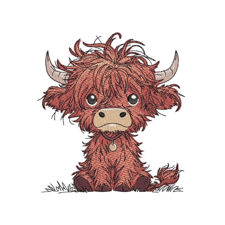Baby Highland Cow Embroidery Design, Farm Animal Embroidery File, 3 ...