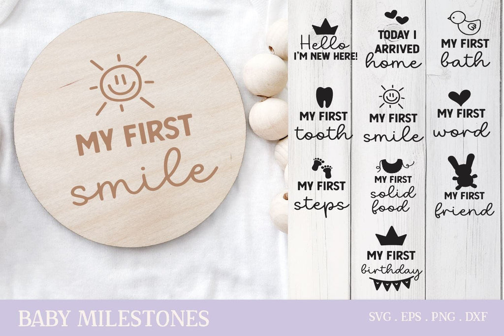 Baby milestones SVG bundle | Milestone baby first year - So Fontsy