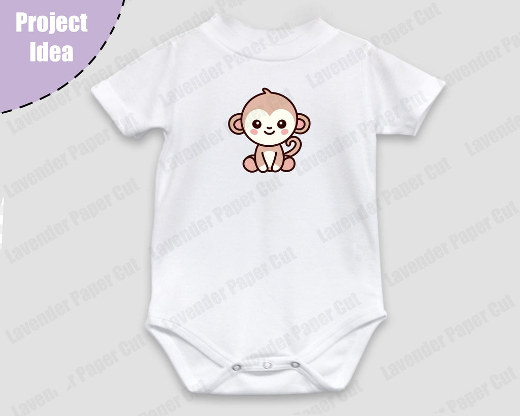 Baby Monkey SVG PNG, Cute Monkey Clipart Cut File for Cricut and ...