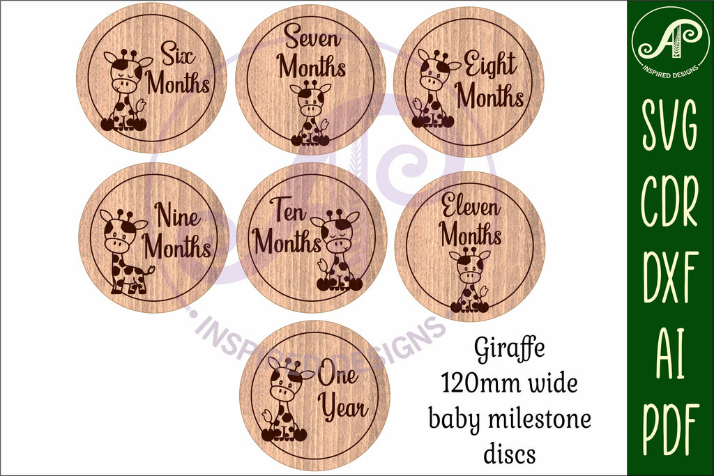 Baby monthly milestone discs SVG giraffe theme - So Fontsy