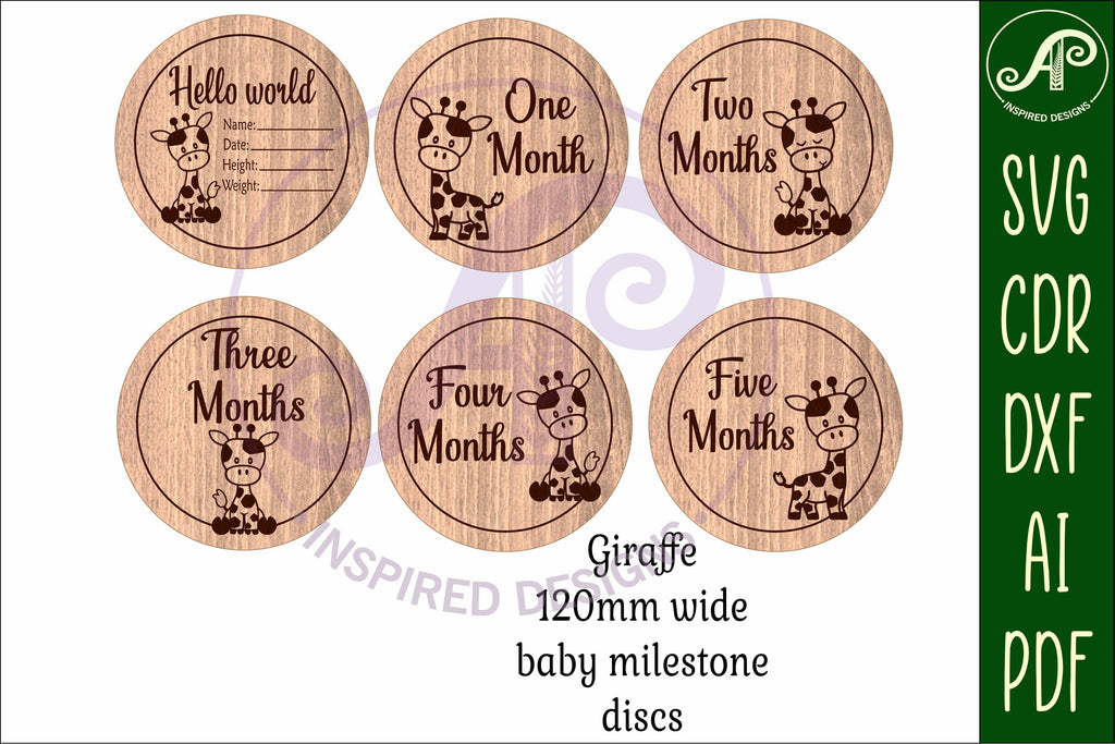 Baby monthly milestone discs SVG giraffe theme - So Fontsy