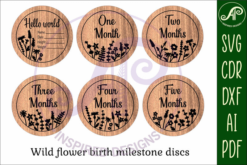 Baby monthly milestone discs SVG wild flower theme - So Fontsy