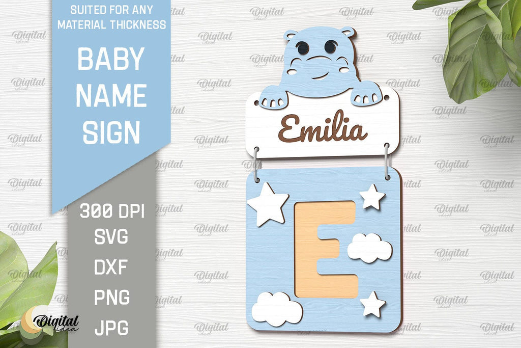 Baby Name Sign SVG. Wall Decor Laser Cut. Letter E - So Fontsy