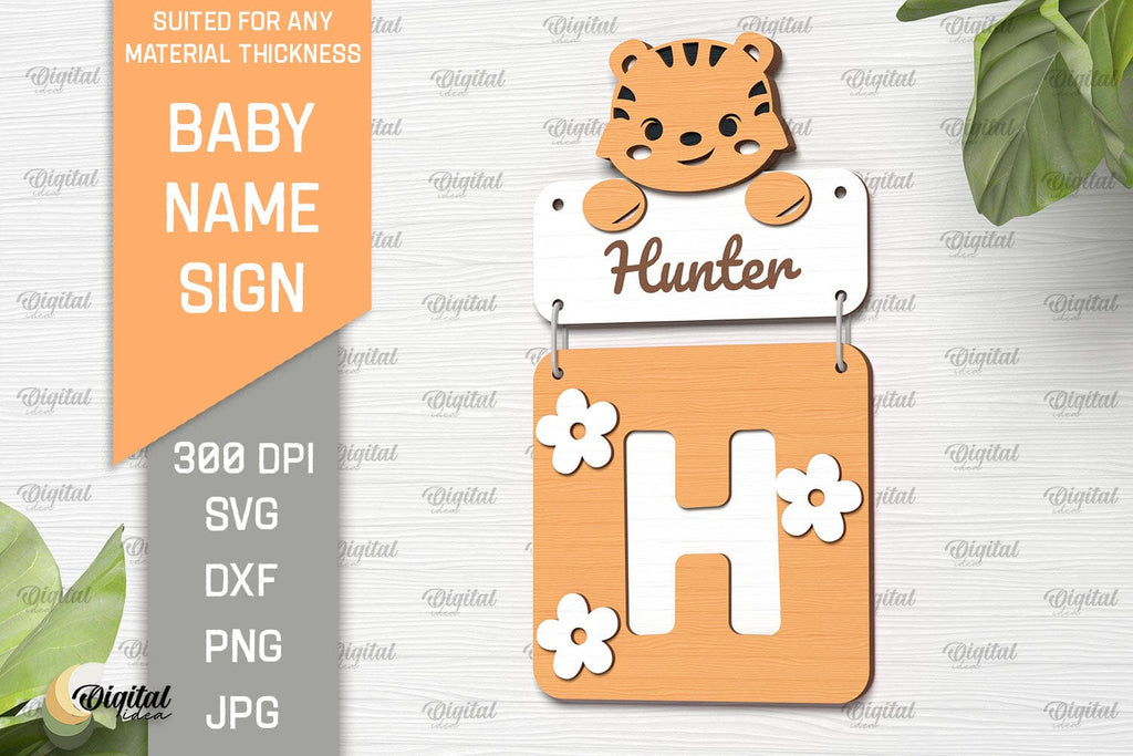 Baby Name Sign SVG. Wall Decor Laser Cut. Letter H - So Fontsy