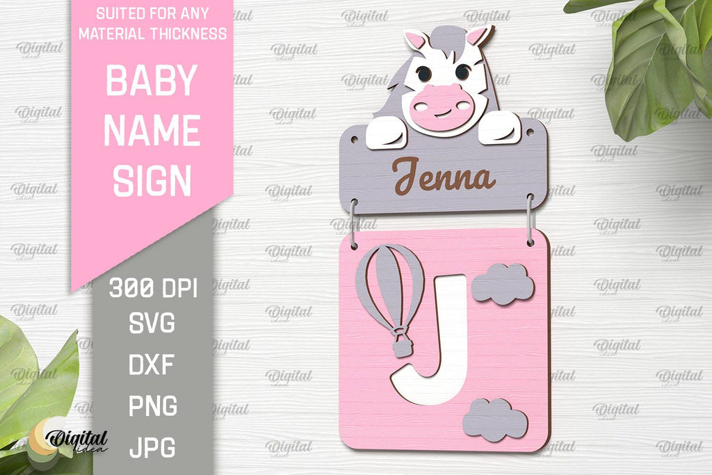 Baby Name Sign SVG. Wall Decor Laser Cut. Letter J - So Fontsy