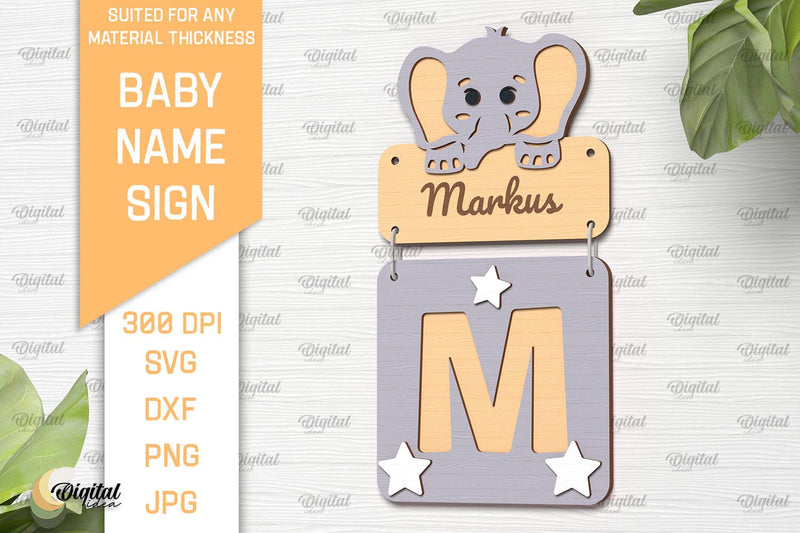 Baby Name Sign SVG. Wall Decor Laser Cut. Letter M - So Fontsy