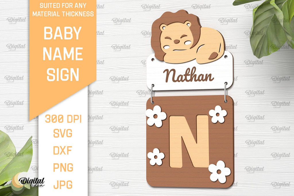 Baby Name Sign SVG. Wall Decor Laser Cut. Letter N - So Fontsy