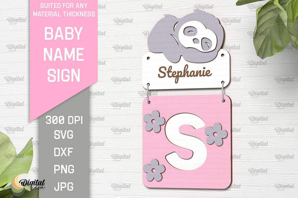 Baby Name Sign SVG. Wall Decor Laser Cut. Letter S - So Fontsy